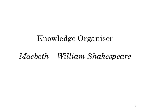 GCSE Macbeth Knowledge Organiser | Teaching Resources