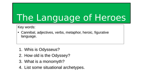 The Language Of Heroes | Teaching Resources