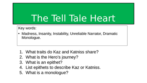Unreliable Narrator - The Tell Tale Heart | Teaching Resources
