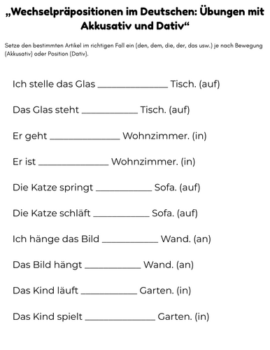 two way prepositions german exercises | Teaching Resources two way prepositions german exercises | Teaching Resources