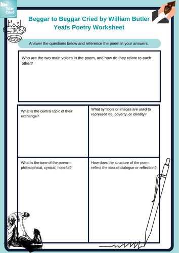 Beggar to Beggar Cried by William Butler Yeats Poetry Worksheet ...