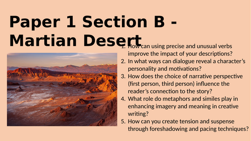 AQA English Language Paper 1 Section B - Mars Desert | Teaching Resources