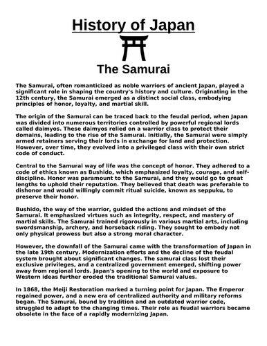 The Samurai “Article & Questions” Assignment (Ancient Japan) | Teaching ...