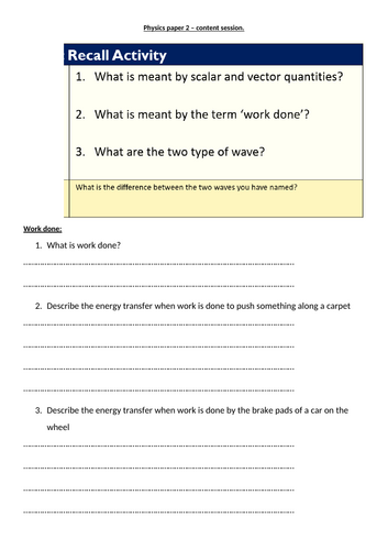 Physics paper 2 - Revision Session GCSE AQA | Teaching Resources