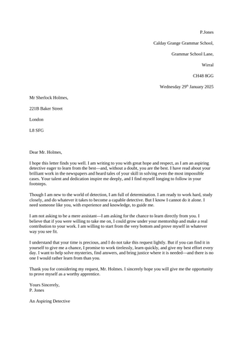 KS3 Letter writing - Sherlock Holmes | Teaching Resources