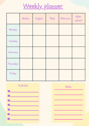Weekly teaching planner | Teaching Resources
