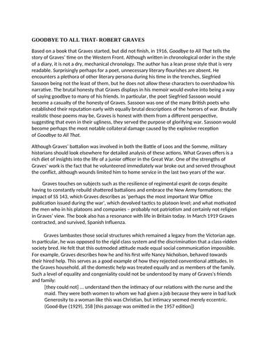 A LEVEL ENGLISH LITERATURE: an introduction to "Goodbye to all That ...