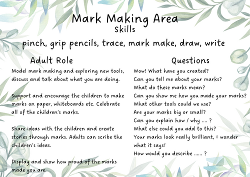 EYFS - Provision Area Skills Adult Role | Teaching Resources