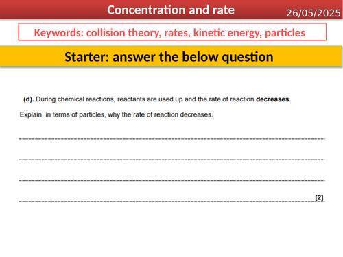 GCSE chemistry - Concentration and rate | Teaching Resources