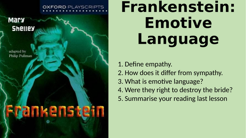 Frankenstein (Play) - Emotive Language and Monologue | Teaching Resources