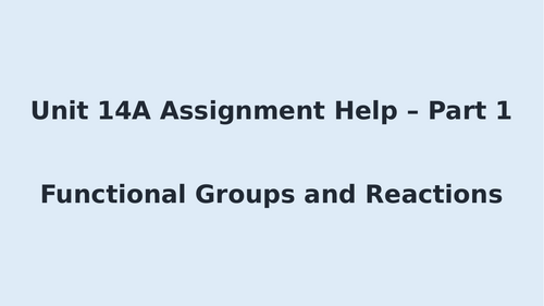 Unit 14 Organic Chemistry BTEC level 3 applied science | Teaching Resources
