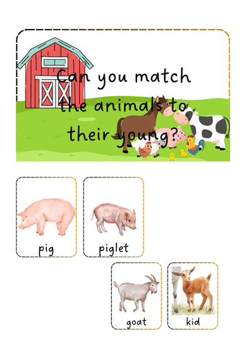 Farm animals - match the young | Teaching Resources