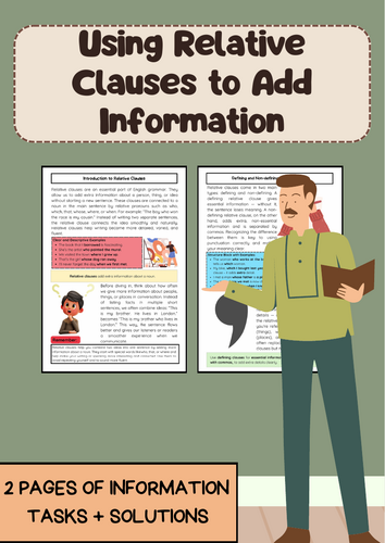 Relative Clauses: Defining, Non-defining, Examples, Pronouns | Teaching ...