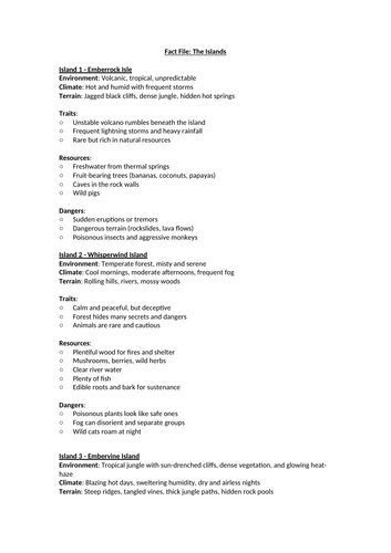 Non Fiction - Survival - The Islands | Teaching Resources