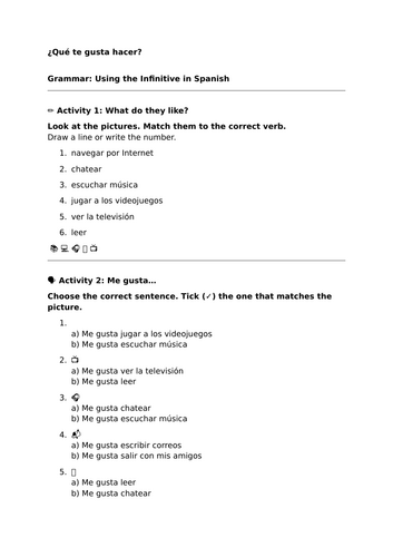 ¿Qué te gusta hacer? / Hobbies and activities | Teaching Resources