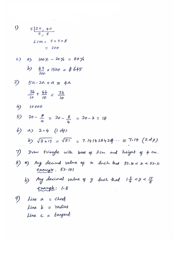 STAGE 7 PROGRESSION TEST MATHEMATICS PAPER 2 (2024) WORKED SOLUTIONS ...