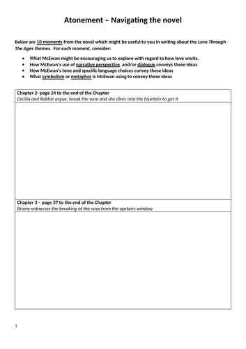 Atonement and Anthology Revision | Teaching Resources