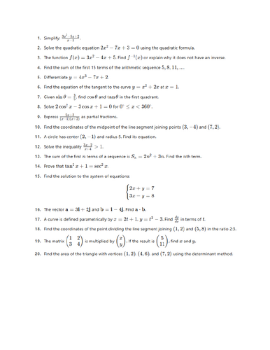 AQA Further Maths Simpler Questions GCSE | Teaching Resources