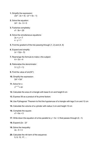 AQA Further Maths GCSE Questions 25 | Teaching Resources