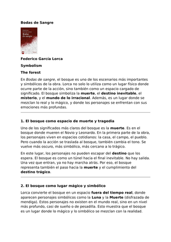Bodas de Sangre – Federico García Lorca Symbolism: The Forest ...