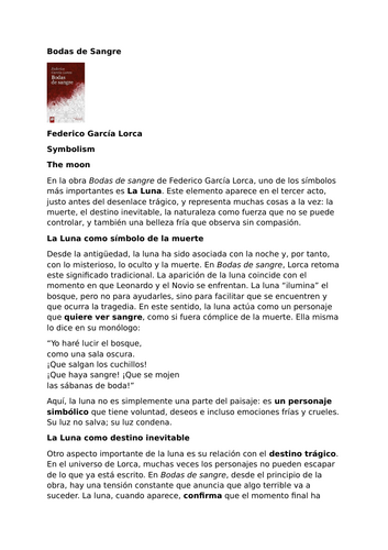 Bodas de Sangre by Federico García Lorca - Symbolism - The moon ...