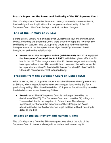 Judicial Influence on Government | Teaching Resources