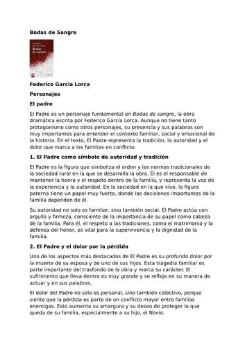 Bodas de Sangre – Federico García Lorca - Characters: El Padre ...