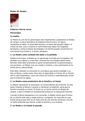 Bodas de Sangre – Federico García Lorca - Characters: La Madre ...