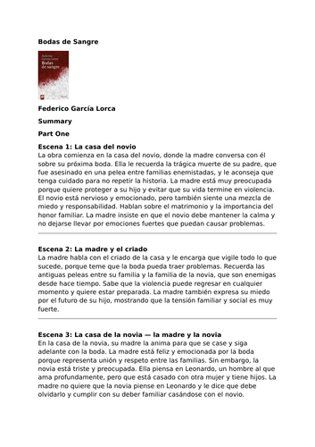Bodas de Sangre – Federico García Lorca Summary: Part One | Teaching ...