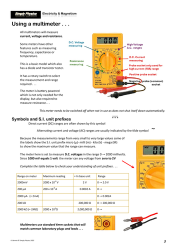 Using a Multimeter | Teaching Resources