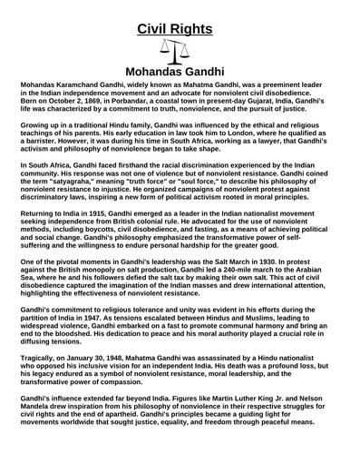 Civil Rights: Mohandas Gandhi “Article & Questions” Assignment ...