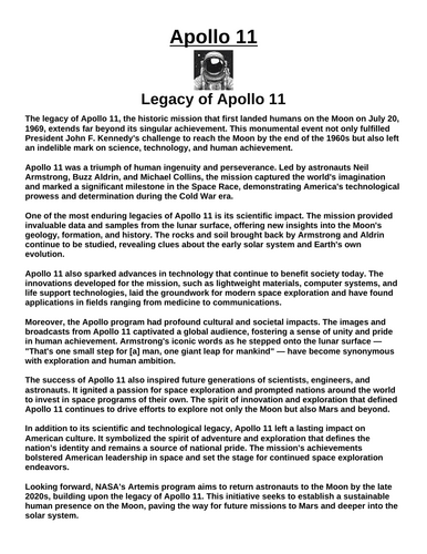 Apollo 11: Legacy of Apollo 11: Technological Advances & International ...
