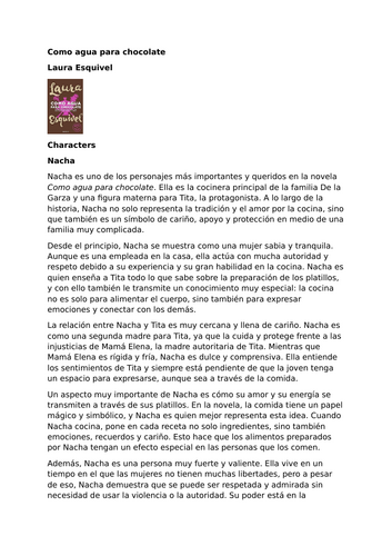 Como agua para chocolate - Laura Esquivel - Characters - Nacha ...