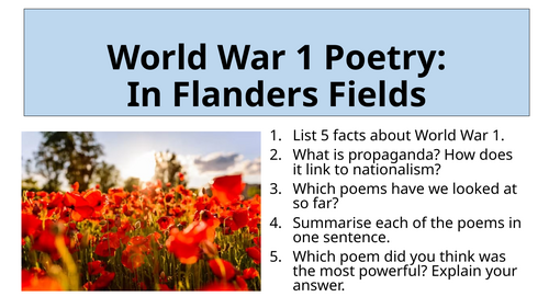 World War 1 Poetry - In Flanders Fields | Teaching Resources