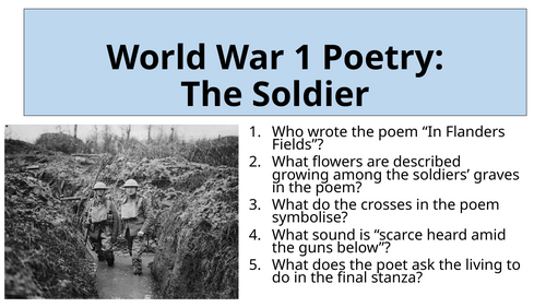 World War 1 Poetry - The Soldier (Structure) | Teaching Resources