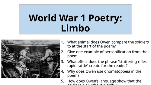 World War 1 Poetry - Limbo by Robert Graves | Teaching Resources