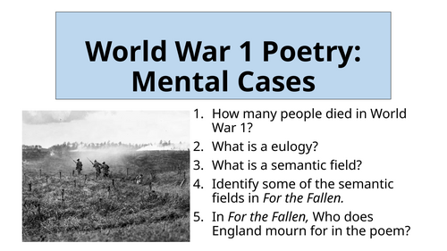 World War 1 Poetry - Mental Cases by Wilfred Owen | Teaching Resources