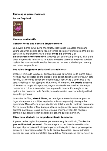 Como agua para chocolate by Laura Esquivel – Themes and Motifs – Gender ...