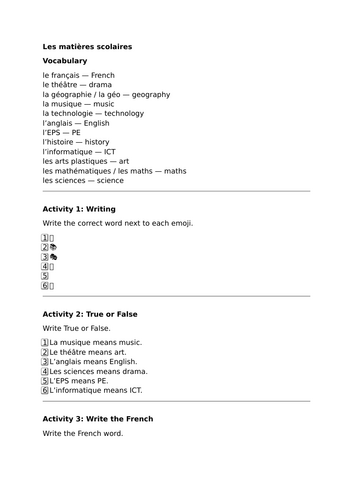 Studio 1 - Module 2 - Mes matières | Teaching Resources