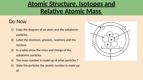 Atomic Structure, Isotopes and Relative Atomic Mass Revision | Teaching Resources