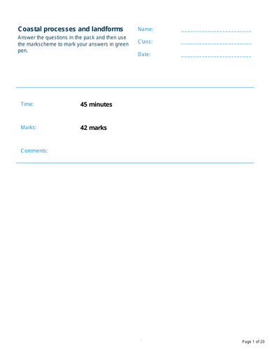 KS4 Coasts: Coastal processes and landforms exam practice | Teaching ...