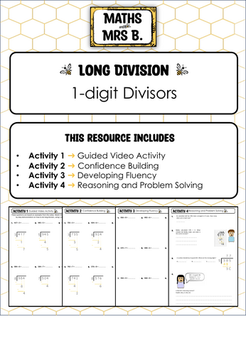 Long Division | 1-digit Divisors | Math with Mrs B. | Teaching Resources