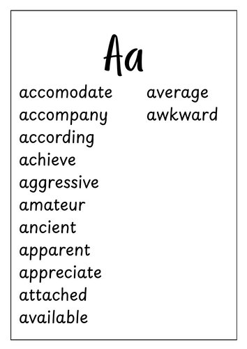 Year 5 and 6 Common Exception Words - Alphabetical Posters | Teaching ...