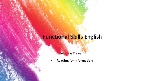 Functional Skills English: Module 3 | Teaching Resources