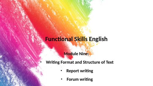 Functional Skills English Level 1 & 2: Module 9 – Format and Structure ...