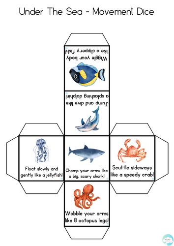 Under the Sea-Themed Movement Dice for Early Years | A4 & A3 Versions ...