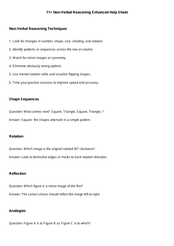 Verbal and Non-Verbal Help Sheets | Teaching Resources