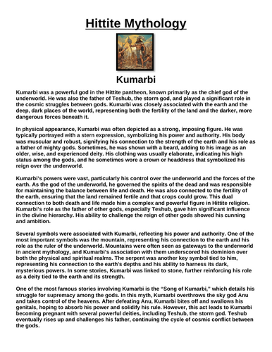 Hittite God: Kumarbi “Article & Questions” Assignment | Teaching Resources