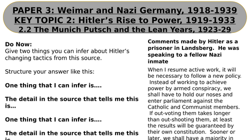 EDEXCEL GCSE HISTORY WEIMAR AND NAZI GERMANY LESSON 14 THE CONSEQUENCES ...