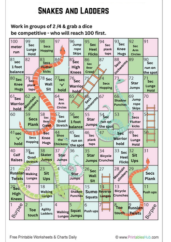 Fitness Snakes and ladders | Teaching Resources